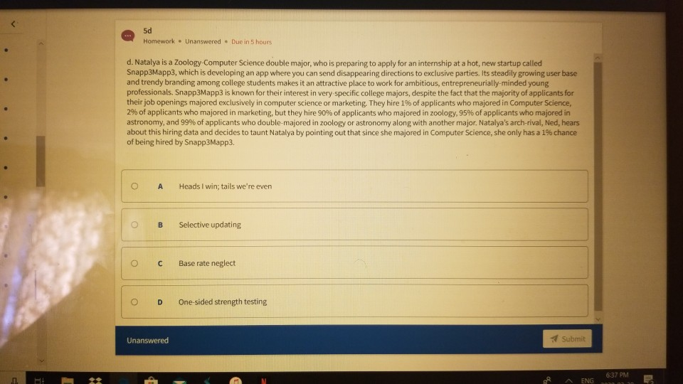 Solved 5d Homework . Unanswered. Due in 5 hours d. Natalya | Chegg.com