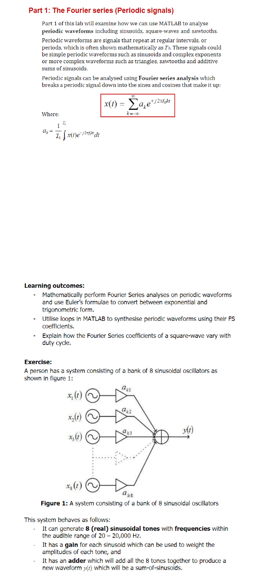 Solved Part 1: The Fourier series (Periodic signals) Part 1 | Chegg.com