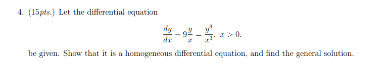 Solved 4. (15pts.) Let the differential equation | Chegg.com