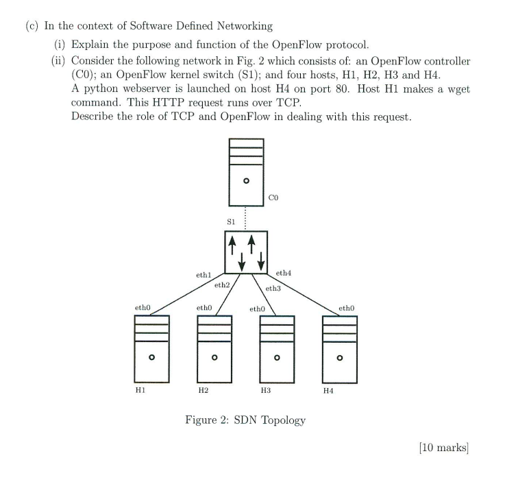 Solved (c) In the context of Software Defined Networking (i) | Chegg.com