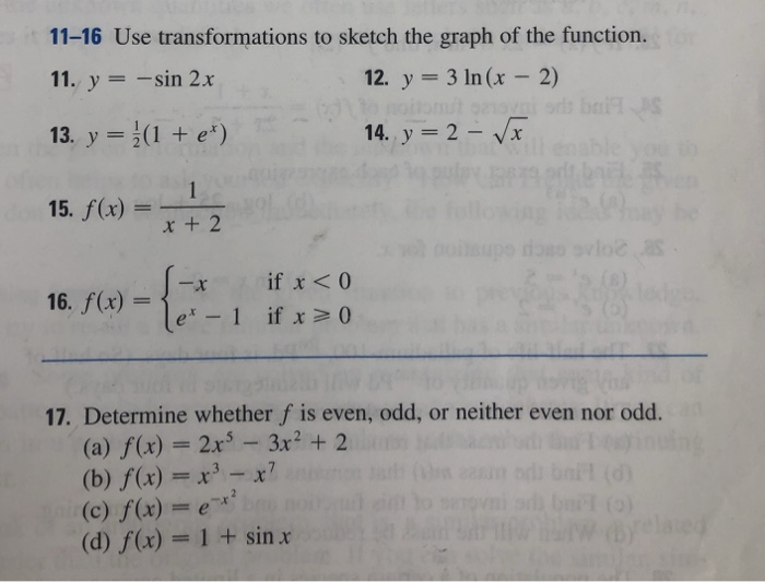 Solved 11-16 Use transformations to sketch the graph of the | Chegg.com
