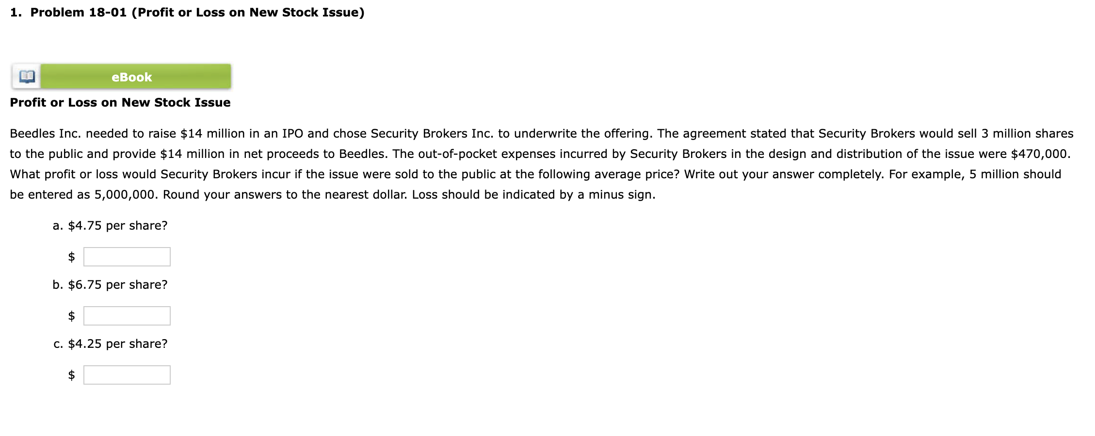 Solved 1. Problem 18-01 (Profit or Loss on New Stock Issue) | Chegg.com