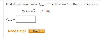 Solved Find the average value fave of the function f on the | Chegg.com