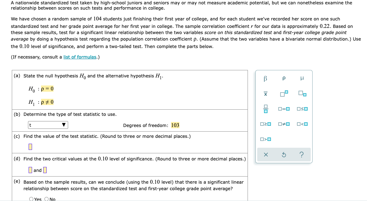 Solved A nationwide standardized test taken by high-school | Chegg.com
