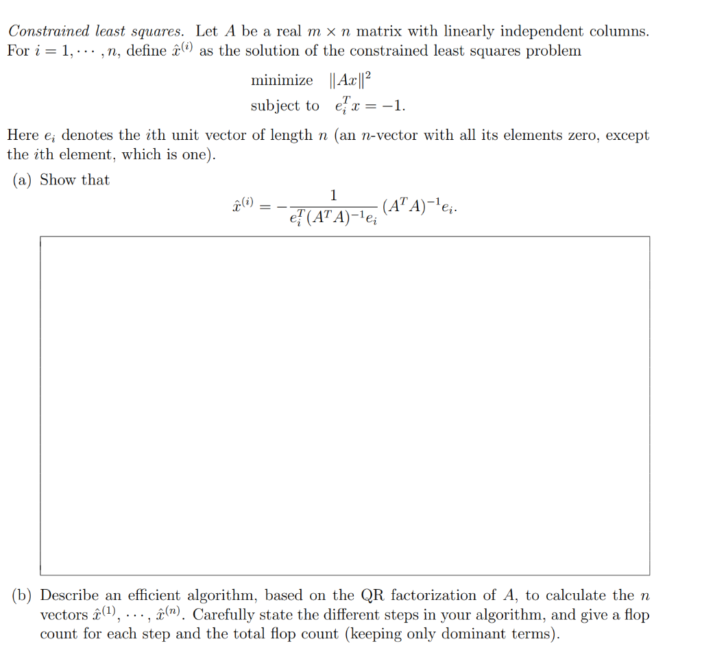 Solved Constrained least squares. Let A be a real m x n | Chegg.com