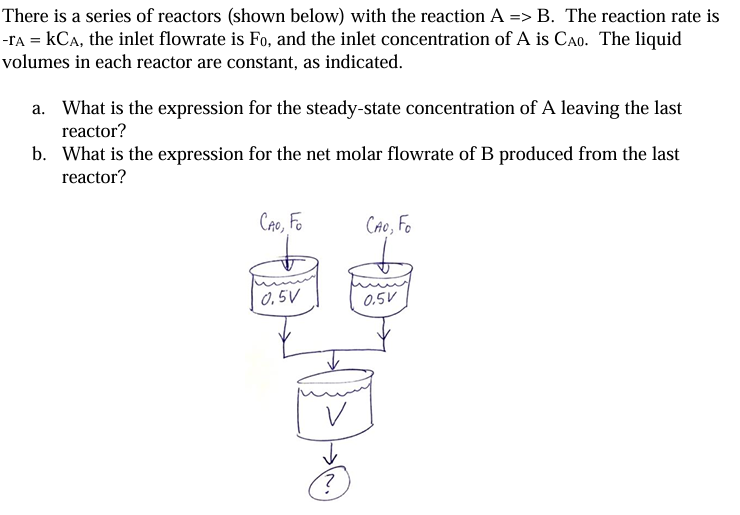 Solved There Is A Series Of Reactors Shown Below with The