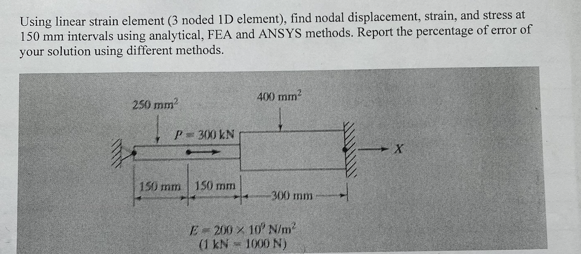 Using linear strain element ( 3 noded 1D element), | Chegg.com
