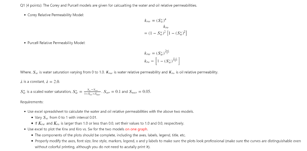 Solved Q1 (4 points): The Corey and Purcell models are given | Chegg.com