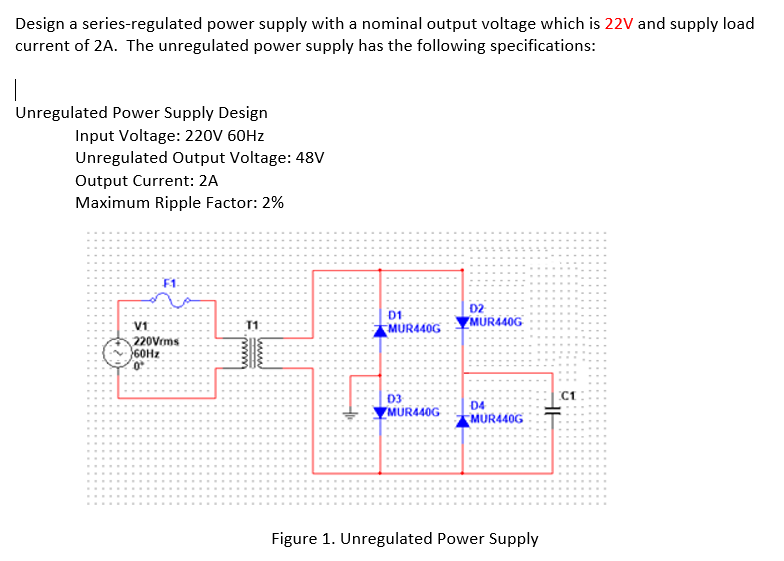 Solved Design a series-regulated power supply with a nominal | Chegg.com