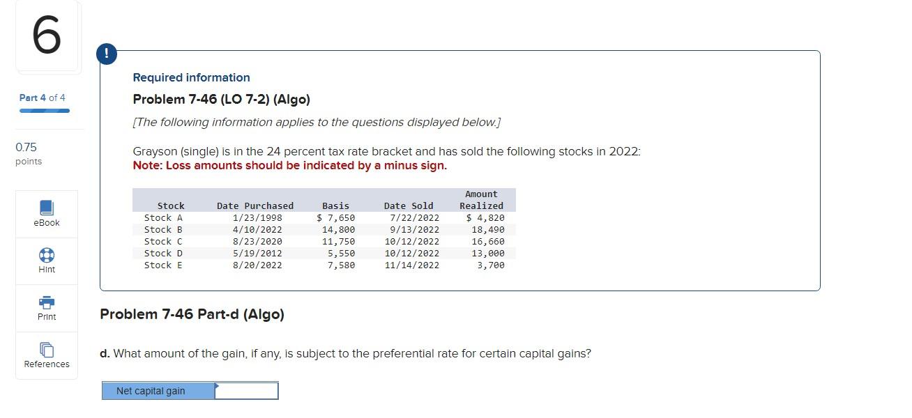 Solved Required information Problem 7-46 (LO 7-2) (Algo) | Chegg.com