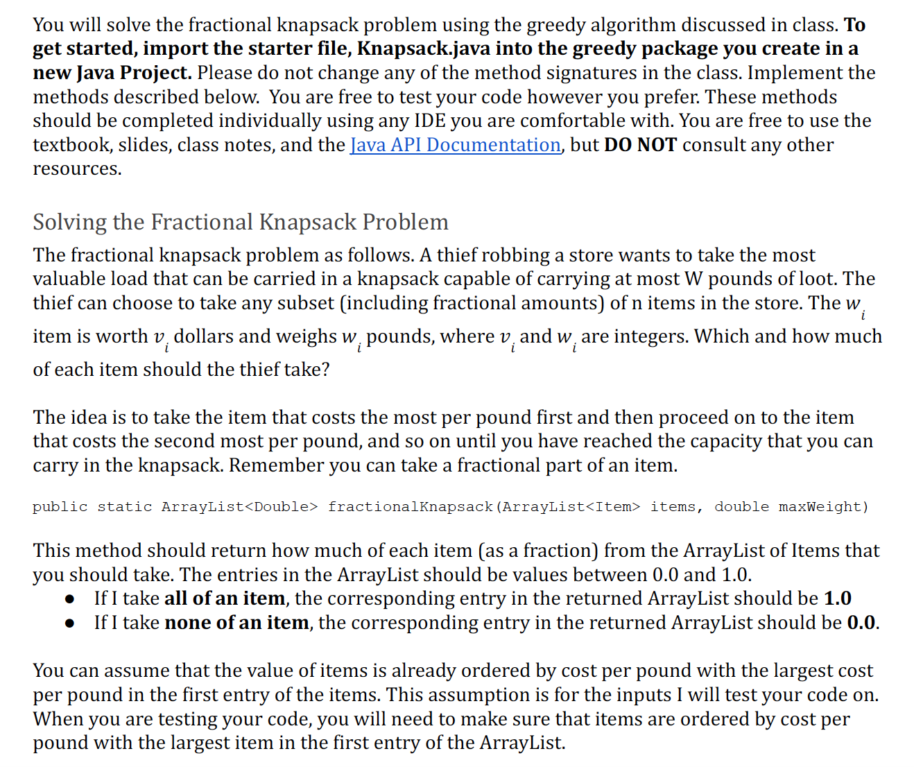 Solved Knapsack.java ( remember dont change anything from | Chegg.com