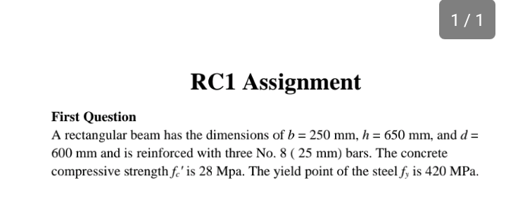 Solved 1/1 RC1 Assignment First Question A rectangular beam | Chegg.com