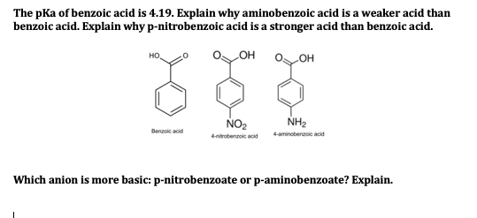 Solved The pKa of benzoic acid is 4.19. Explain why | Chegg.com