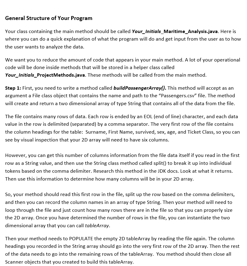 Solved General Structure of Your Program Your class | Chegg.com