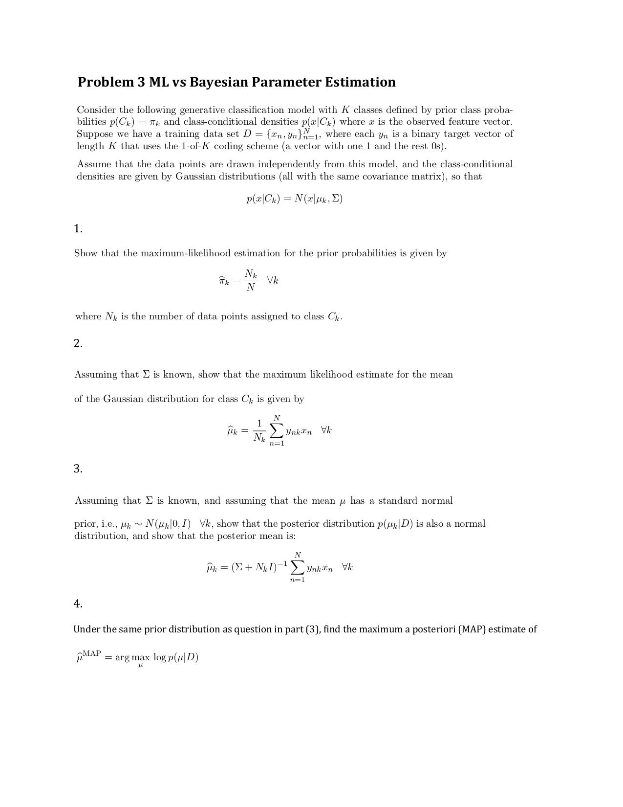 Problem 3 Ml Vs Bayesian Parameter Estimation 1585