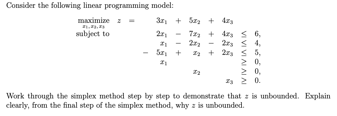 Solved Consider the following linear programming model: | Chegg.com