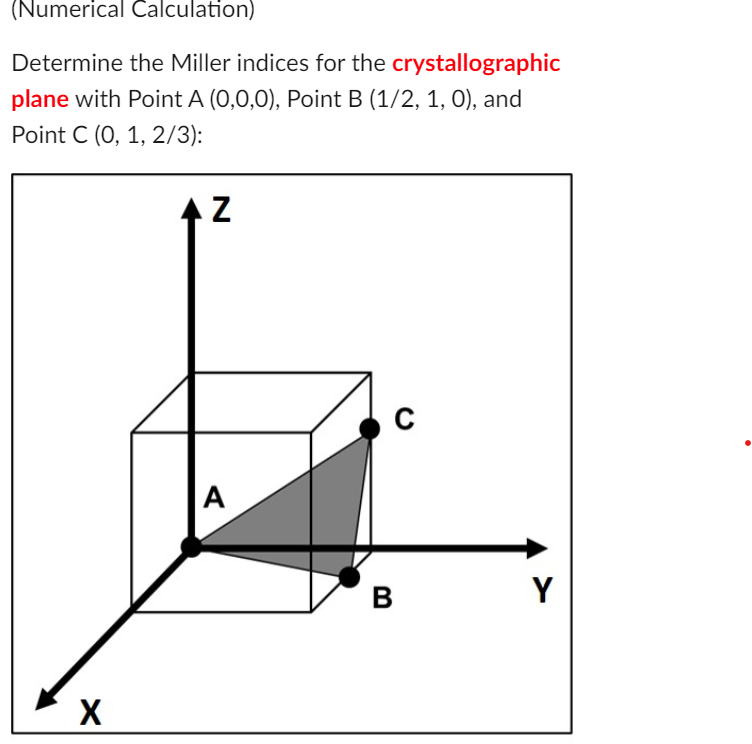 Solved (Numerical Calculation) Determine the Miller indices | Chegg.com