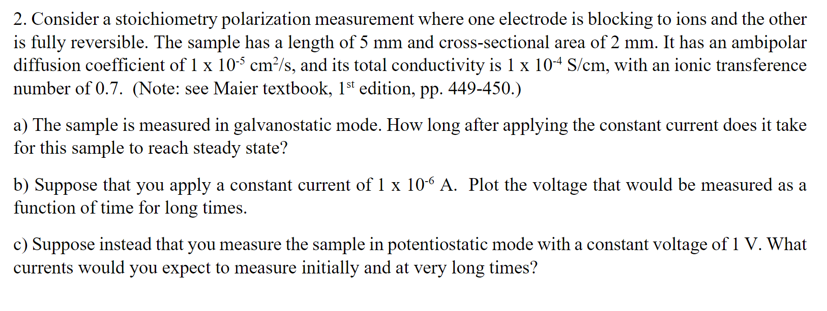 Solved Consider a stoichiometry polarization measurement | Chegg.com