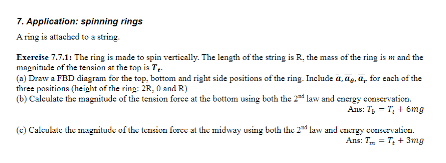 Solved 7. Application: spinning rings A ring is attached to | Chegg.com