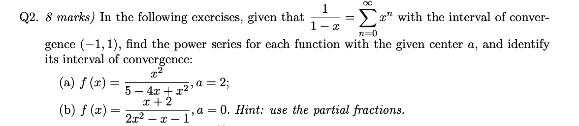 Solved Q2. 8 ﻿marks) ﻿In the following exercises, given that | Chegg.com