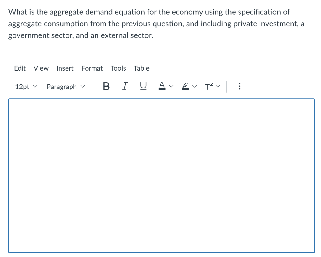 Solved What is the aggregate demand equation for the economy | Chegg.com