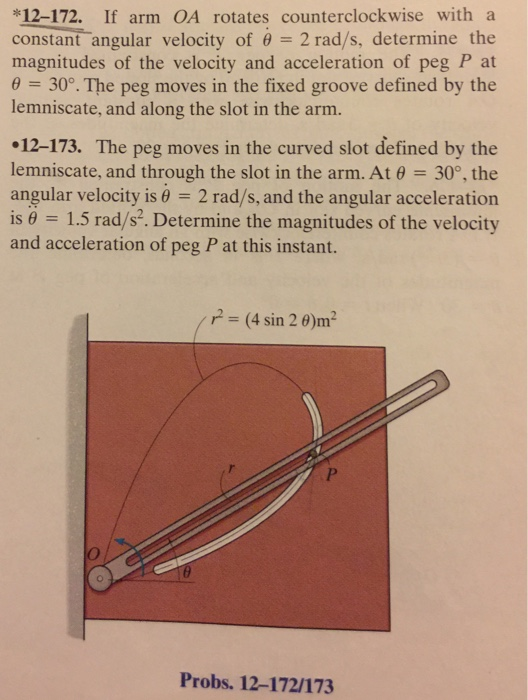 Solved *12-172. If arm OA rotates counterclockwise with a | Chegg.com