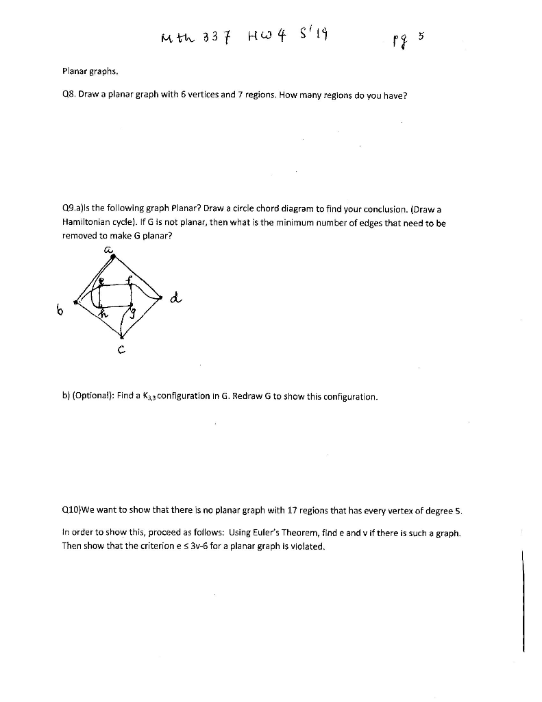 r? Planar graphs. 08. Draw a planar graph with 6 | Chegg.com