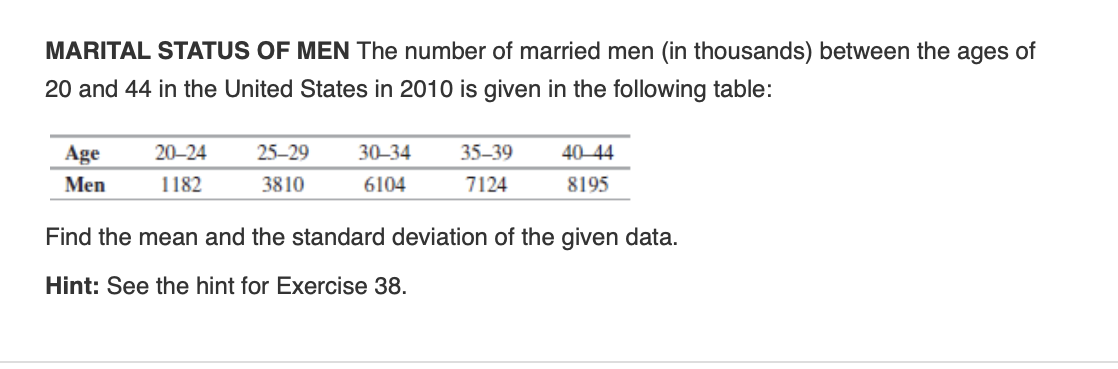 Solved MARITAL STATUS OF MEN The number of married men (in | Chegg.com