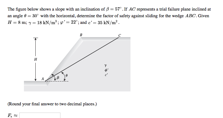 Solved The figure below shows a slope with an inclination of | Chegg.com