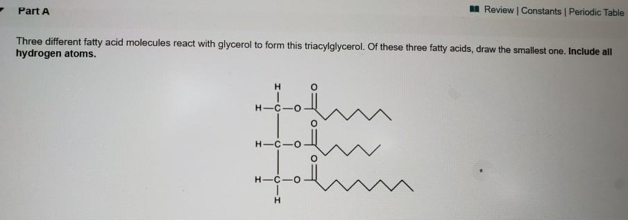 Solved three different fatty acids molecules react with | Chegg.com