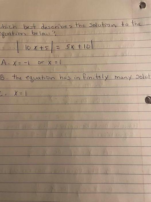 Solved Which best describes the solution to the quation | Chegg.com