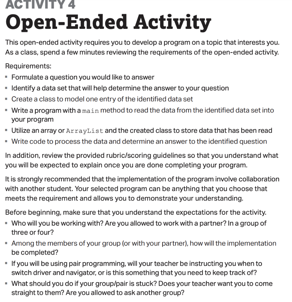 Solved ACTIVITY 4 Open-Ended Activity This open-ended | Chegg.com