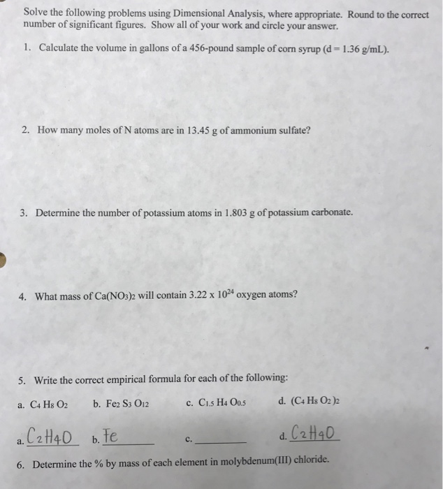 Solved Solve the following problems using Dimensional | Chegg.com
