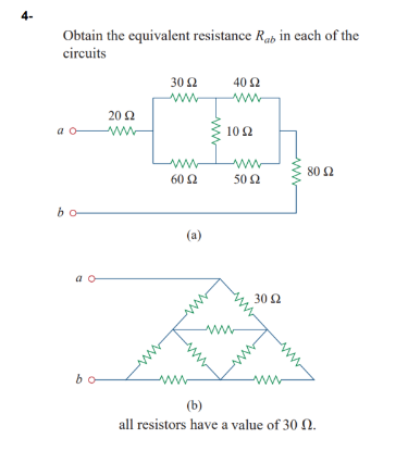 Solved Obtain the equivalent resistance Rab in each of the | Chegg.com