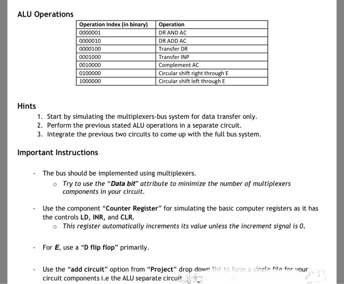 Use Logisim to build the full bus of the basic | Chegg.com