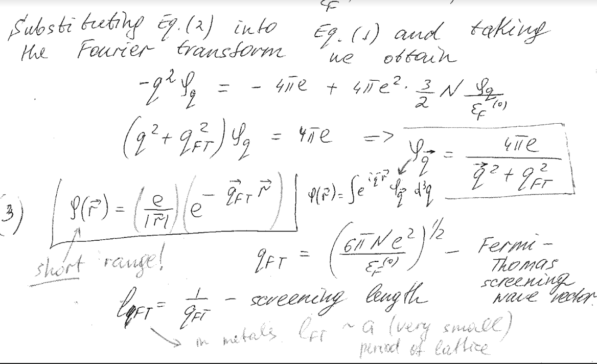 Solved Using result for screened Coulomb potential in | Chegg.com