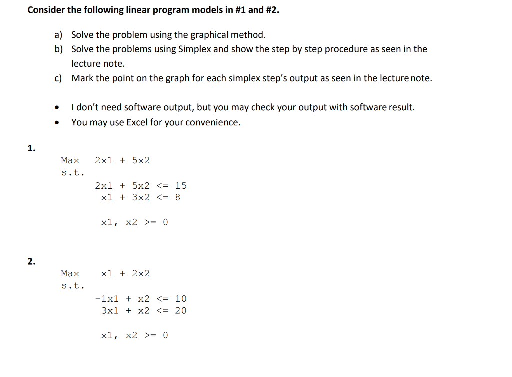 Consider the following linear program models in \#1 | Chegg.com