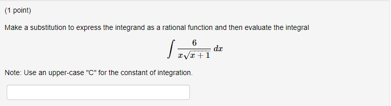 Solved 1 point) Make a substitution to express the integrand | Chegg.com
