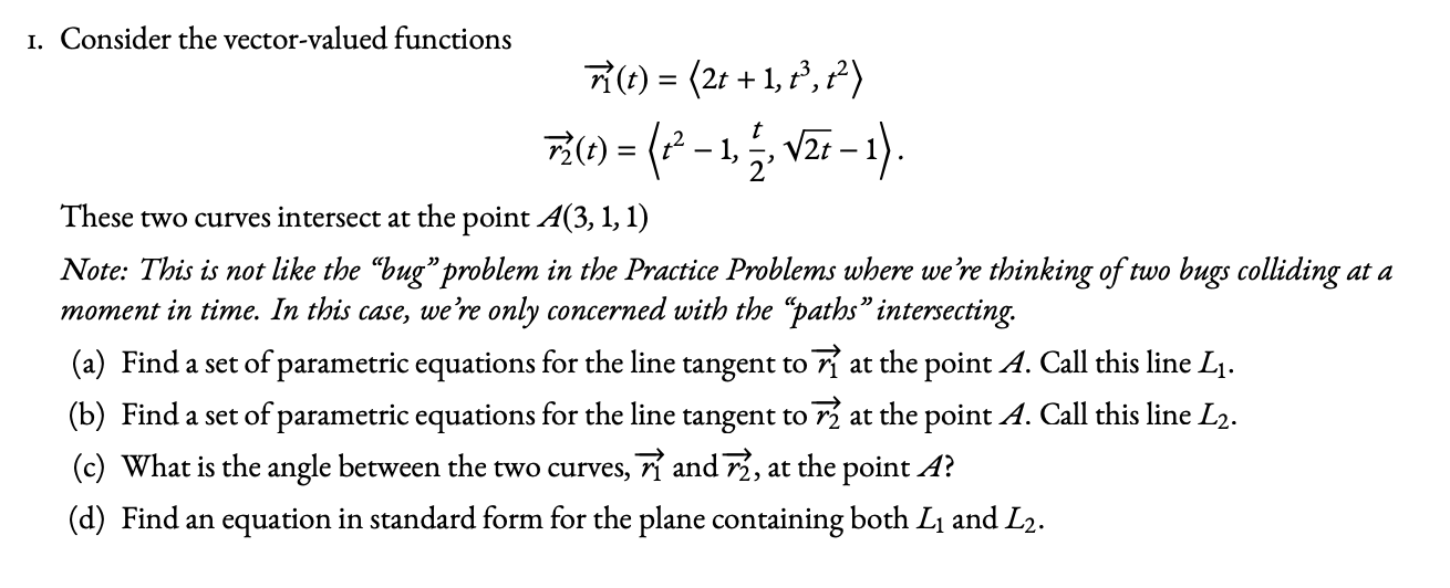Solved consider the vector-valued functions r1(t)= | Chegg.com