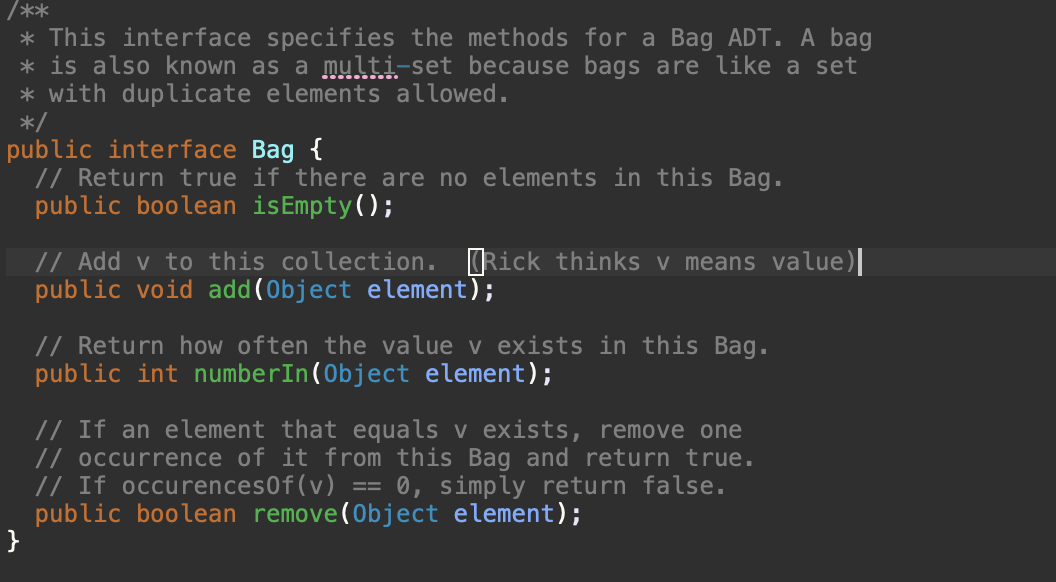 Solved • Make ObjectArrayBag implement Bag and test it. | Chegg.com
