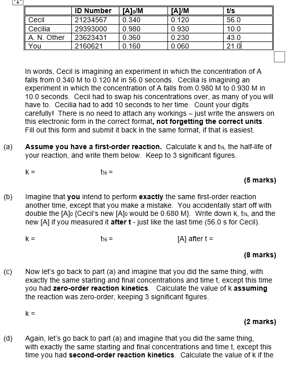 Solved Cecil Cecilia A. N. Other You ID Number 21234567 | Chegg.com