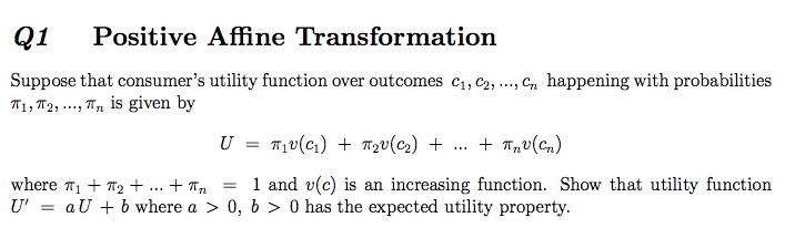 Q1 Positive Affine Transformation Suppose that | Chegg.com
