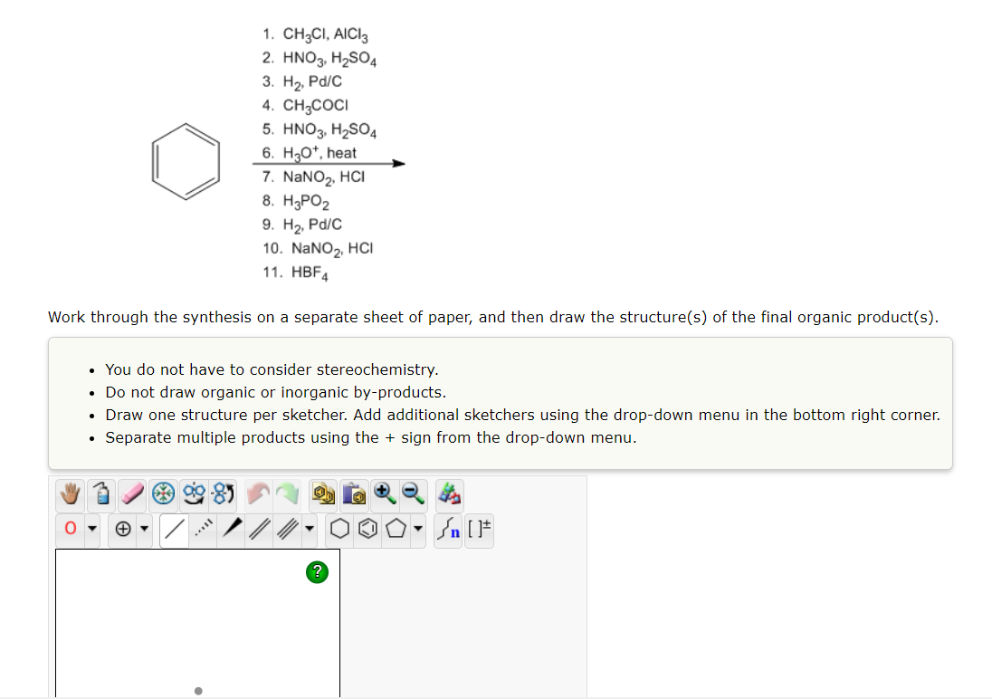 Solved 1. CH3CI, AICI: 2. HNO3, H2SO4 3. Hz, Pd/C 4. CH3COCI | Chegg.com