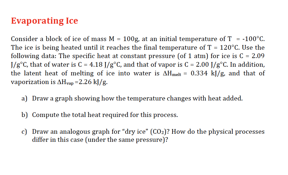 Solved Evaporating Ice Consider a block of ice of mass M = | Chegg.com