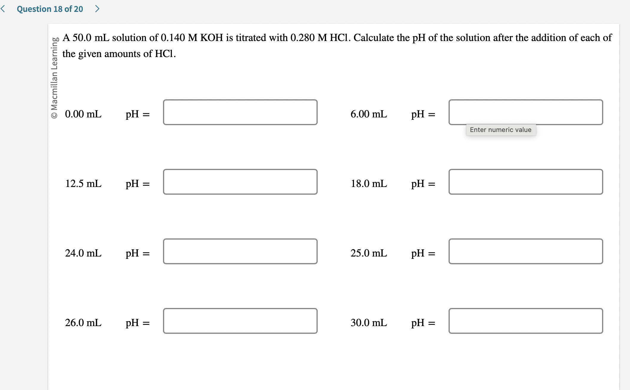 Solved A 50.0 mL solution of 0.140MKOH is titrated with | Chegg.com