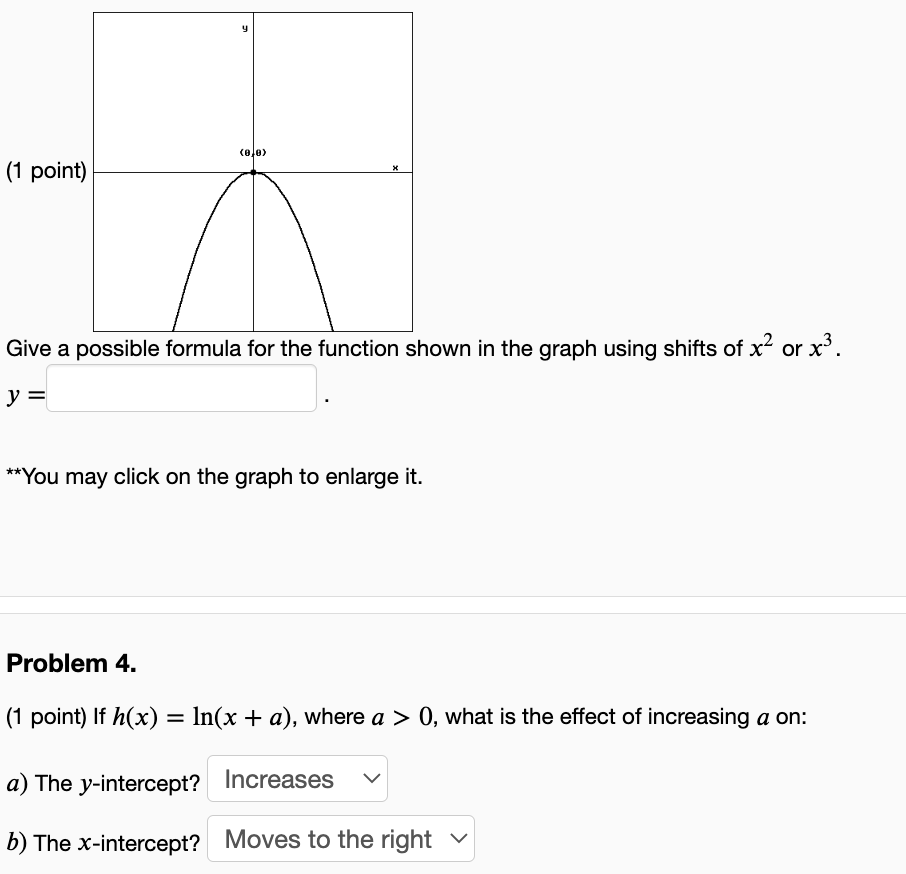 Solved Give a possible formula for the function shown in the | Chegg.com
