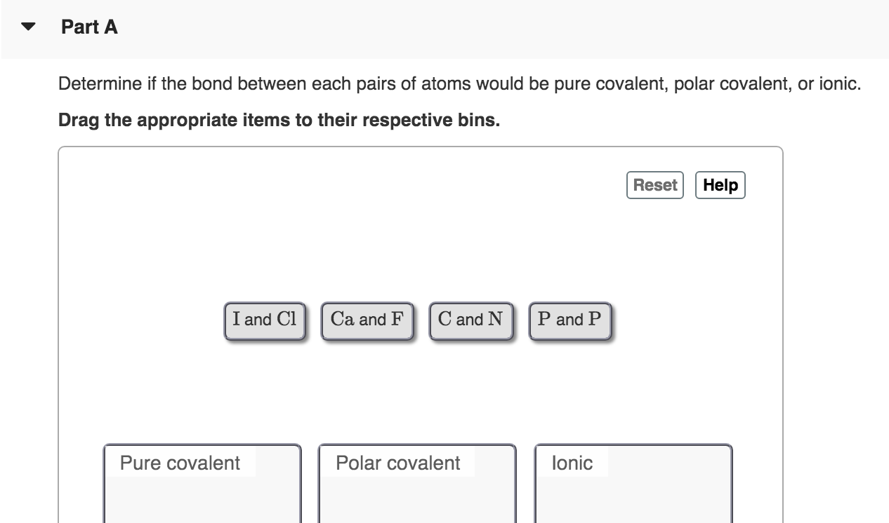 Solved Part A Determine if the bond between each pairs of | Chegg.com