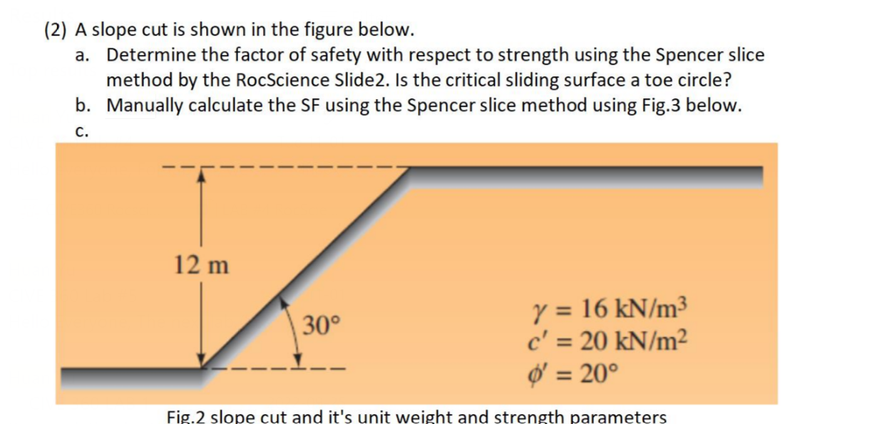 (2) A slope cut is shown in the figure below. a. | Chegg.com