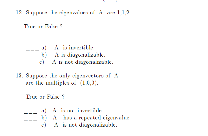 Solved 7. True or False ? " If is an eigenvalue of A and u | Chegg.com