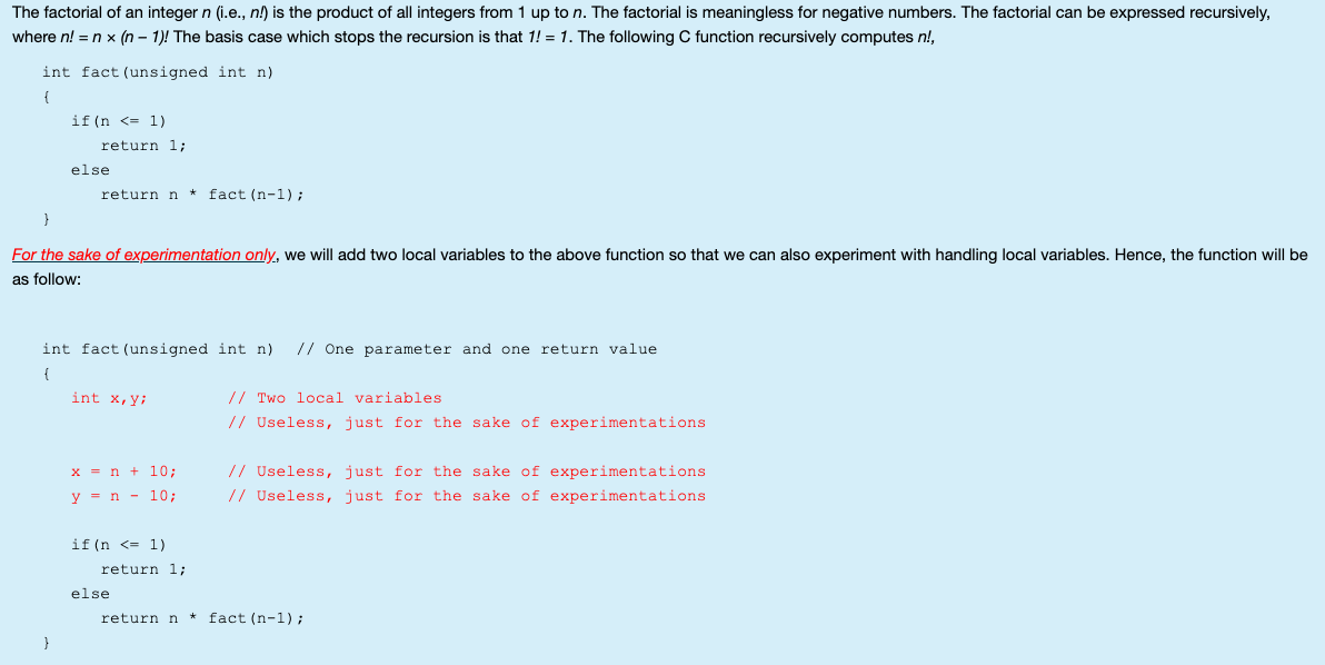 Solved The factorial of an integer n (i.e., n!) is the | Chegg.com
